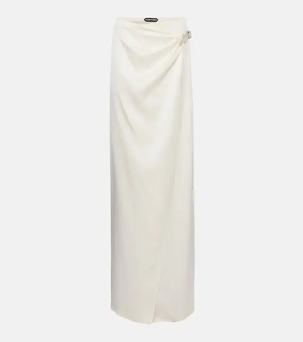 TOM FORD Silk Satin Wrap Skirt - White