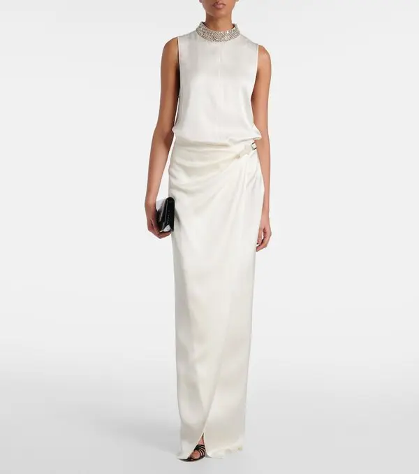 TOM FORD Silk Satin Wrap Skirt - White