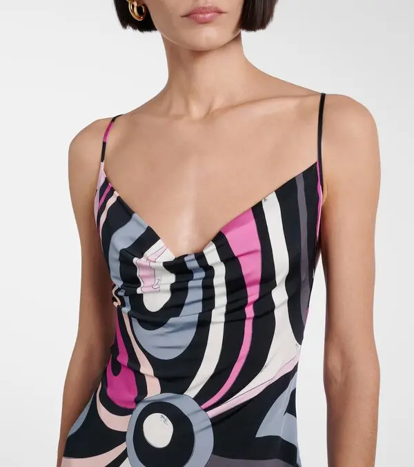Emilio Pucci Marmo Satin Slip Dress - Black
