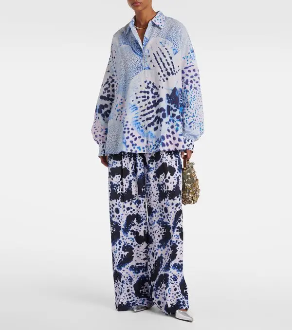 Dries Van Noten Printed Cotton Shirt - Blue