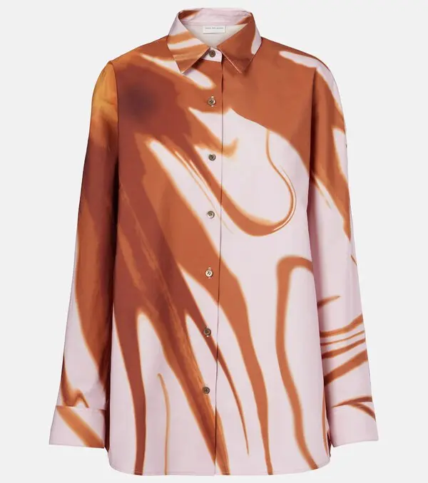 Dries Van Noten Printed Cotton Shirt - Brown