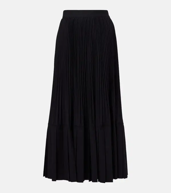 Junya Watanabe Plissé Wool-blend Maxi Skirt - Black
