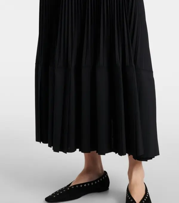 Junya Watanabe Plissé Wool-blend Maxi Skirt
