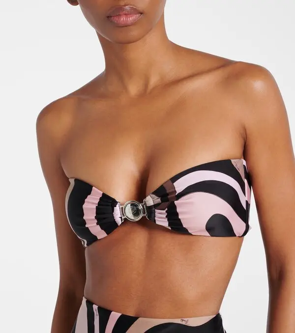 Emilio Pucci Marmo Bandeau Bikini Top - Beige