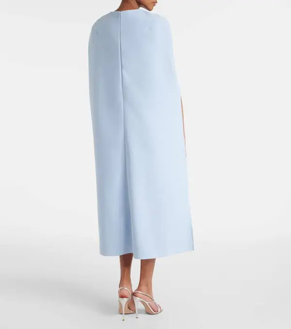Safiyaa Oria Caped Crêpe Cocktail Dress - Blue