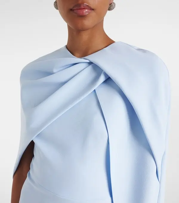 Safiyaa Oria Caped Crêpe Cocktail Dress - Blue