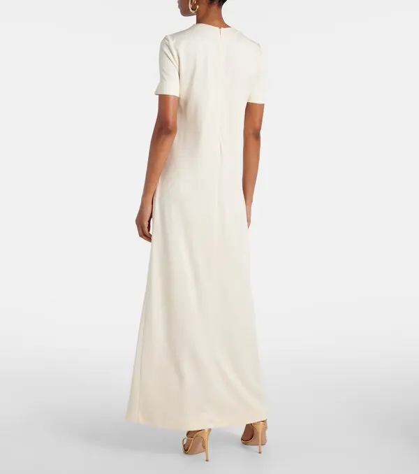 Oscar De La Renta Painted Roses Jersey Maxi Dress
