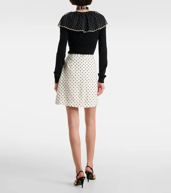 Valentino Garavani Bow-detail Polka-dot Miniskirt - White