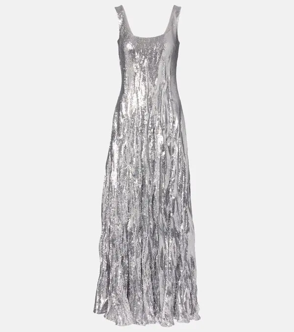 MARMAR HALIM Sequined Silk-blend Gown