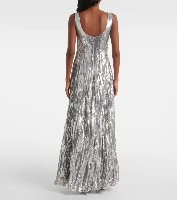 MARMAR HALIM Sequined Silk-blend Gown