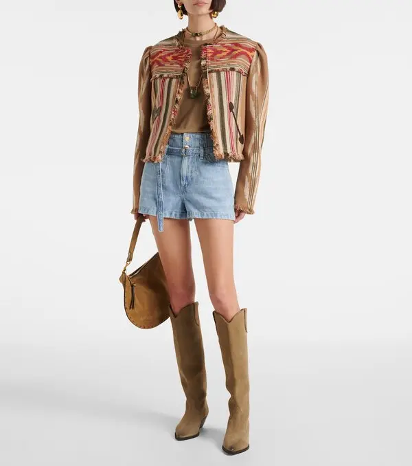 7 For All Mankind Kansas Belted Denim Shorts