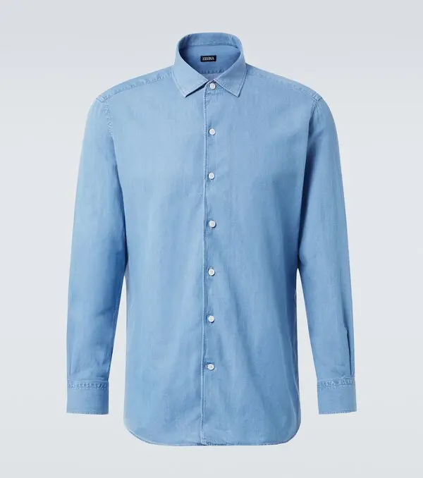 Zegna Cotton And Linen Denim Shirt
