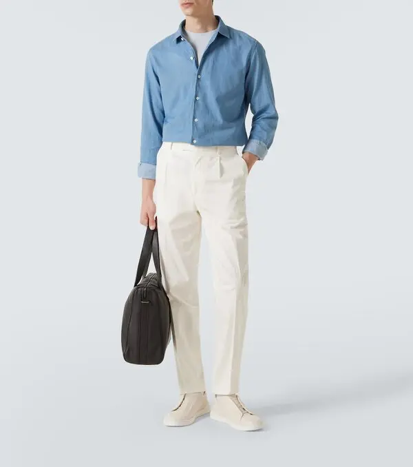 Zegna Cotton And Linen Denim Shirt