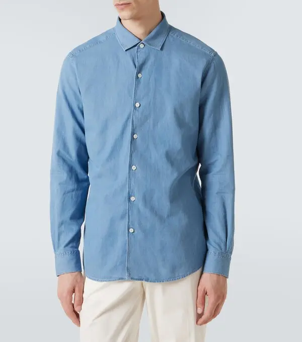 Zegna Cotton And Linen Denim Shirt