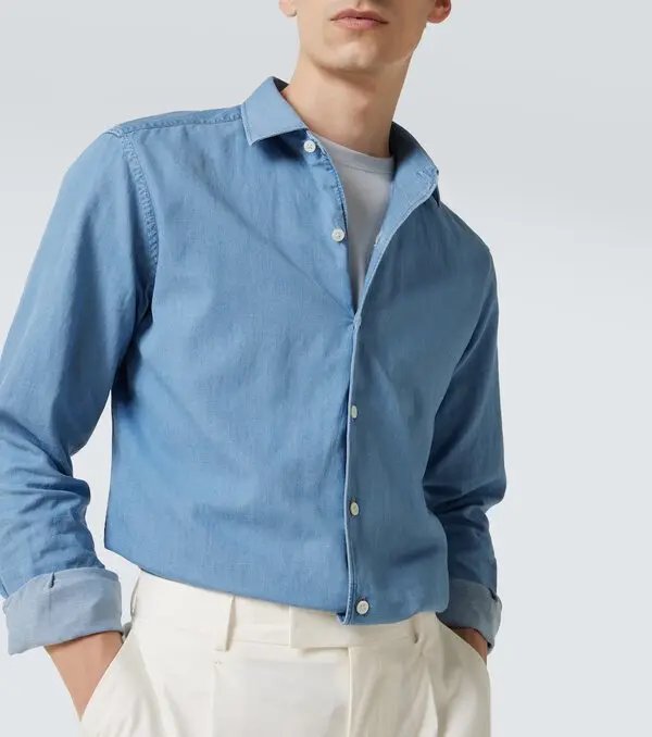 Zegna Cotton And Linen Denim Shirt