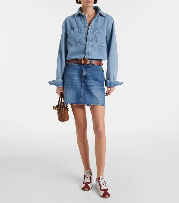 7 For All Mankind Denim Mini Shirt Dress