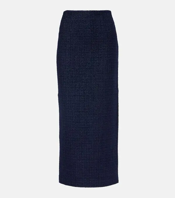 Roland Mouret Bouclé Midi Skirt - Blue