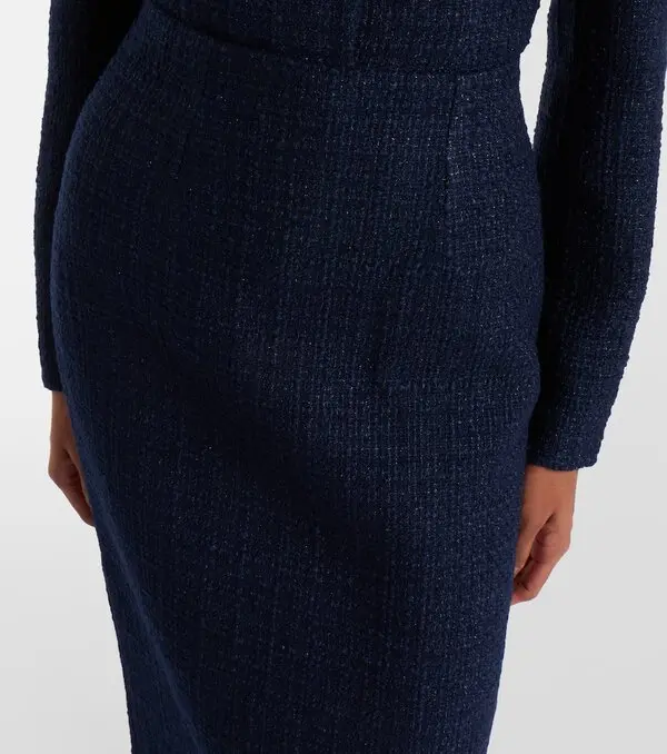 Roland Mouret Bouclé Midi Skirt - Blue