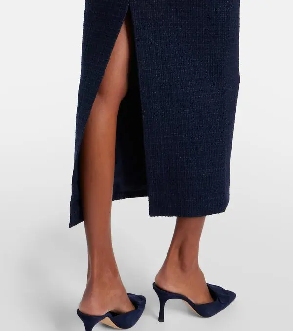 Roland Mouret Bouclé Midi Skirt - Blue