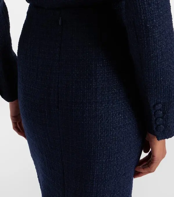 Roland Mouret Bouclé Midi Skirt - Blue