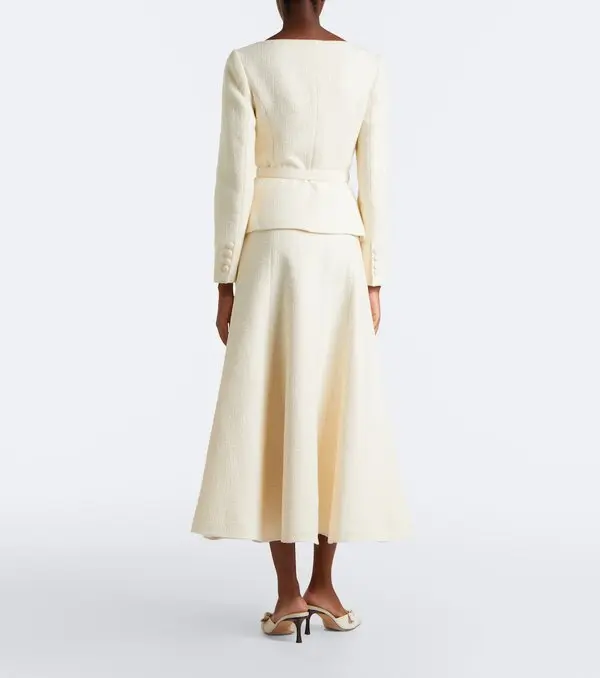 Roland Mouret Bouclé Midi Skirt - White