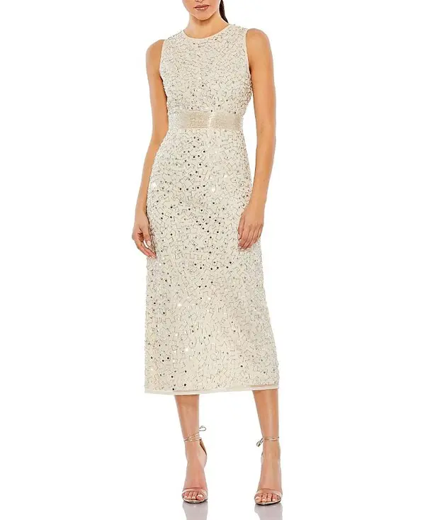 Mac Duggal Geometric Embellished A-line Dress