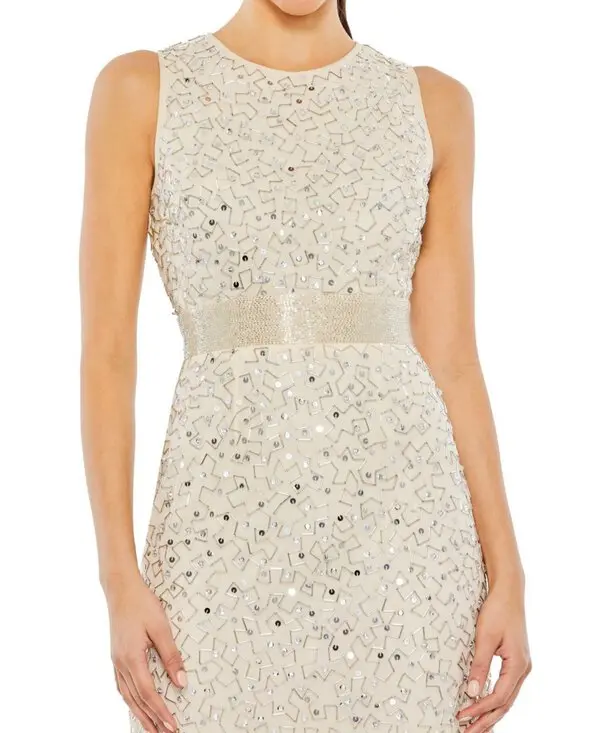 Mac Duggal Geometric Embellished A-line Dress