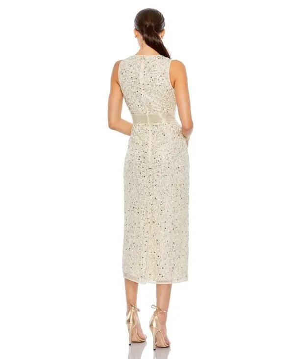 Mac Duggal Geometric Embellished A-line Dress