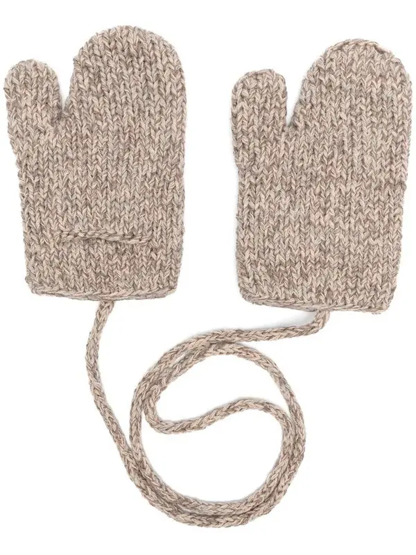 MAISON MARGIELA Knitted Shetland Mittens - Beige/light Grey/brown