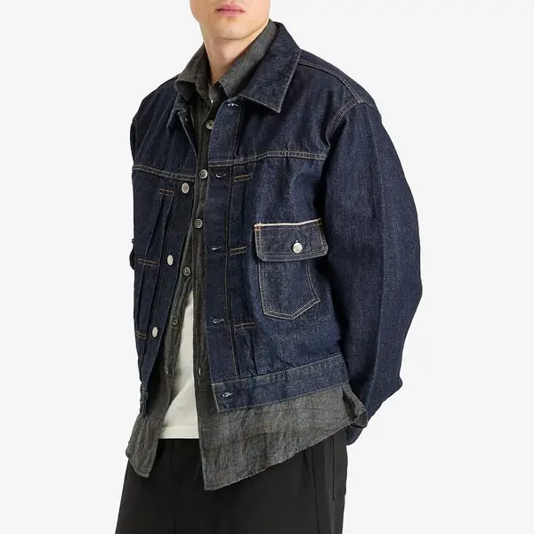 Uniform Experiment Washed Denim Jacket In Indigo - 55% Off