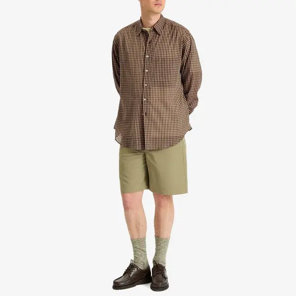 Auralee Airy Light Cotton Check Big Shirt