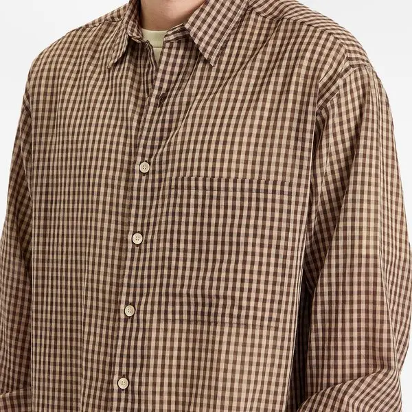 Auralee Airy Light Cotton Check Big Shirt