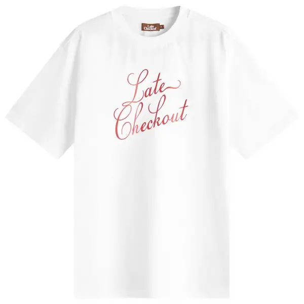 LATE CHECKOUT Script T-shirt - White