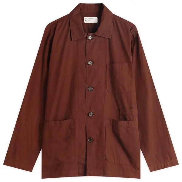 Universal Works Fine Poplin Bakers Overshirt - Rich Brown