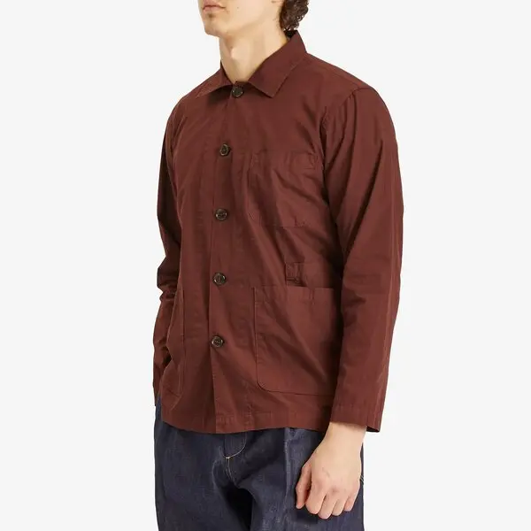 Universal Works Fine Poplin Bakers Overshirt - Rich Brown