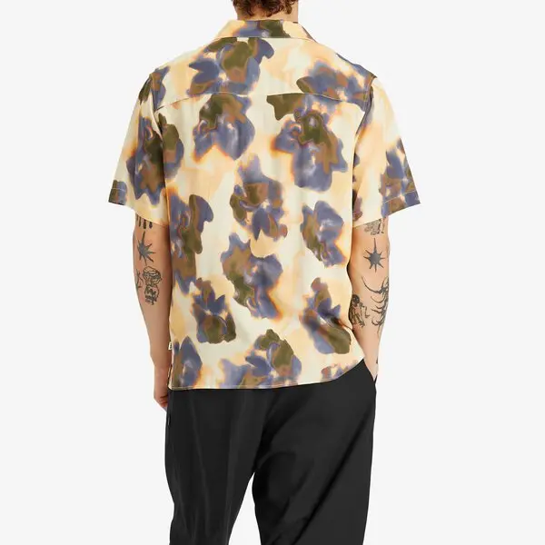 WAX LONDON Didcot Blue Floral Vacation Shirt - Peach/blue