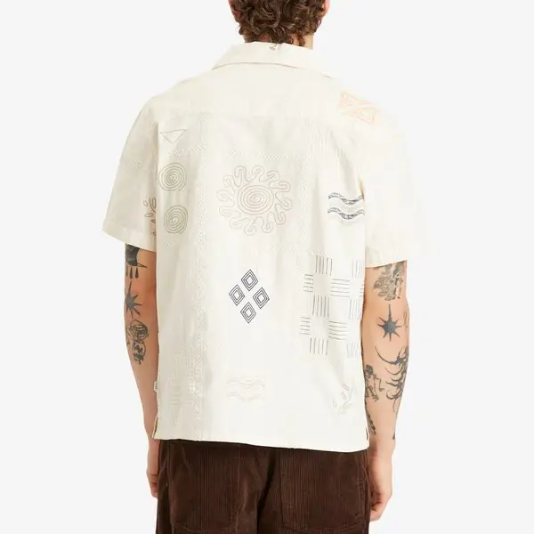 WAX LONDON Didcot Doodle Embroidery Vacation Shirt - Ecru/multi