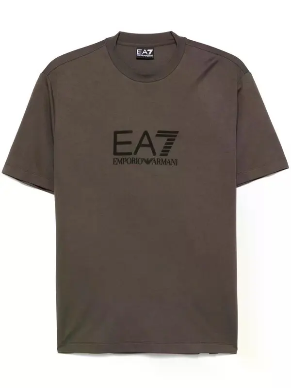 Emporio Armani Flocked-logo T-shirt - Brown