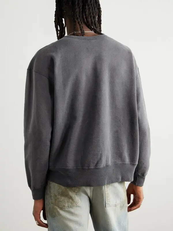 SAINT MXXXXXX The Deviant Distressed Logo-print Sweatshirt