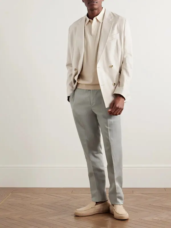 Paul Smith Double-breasted Herringbone Linen And Cotton-blend Blazer