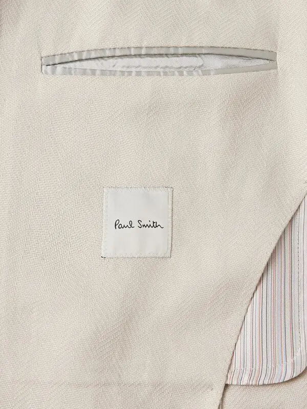 Paul Smith Double-breasted Herringbone Linen And Cotton-blend Blazer