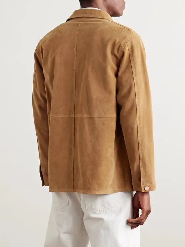 DRAKE'S Welder Suede Chore Jacket - Brown