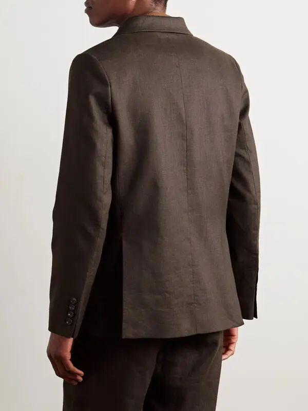 BODE Double-breasted Linen Suit Jacket - Brown