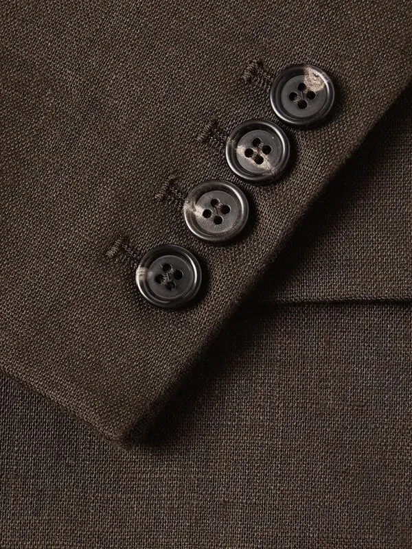 BODE Double-breasted Linen Suit Jacket - Brown