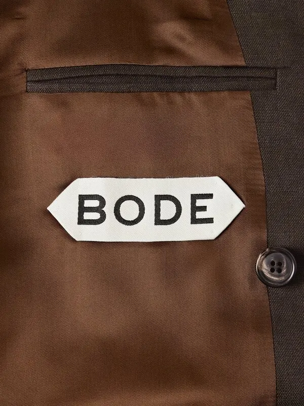 BODE Double-breasted Linen Suit Jacket - Brown