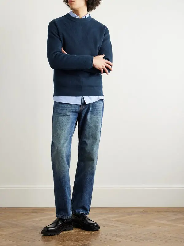 Nn07 Kevin 6600 Ribbed Organic Cotton Sweater - Blue