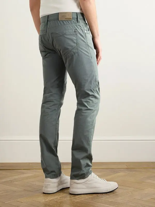 SLOWEAR Blue Division Slim-fit Stretch-cotton Twill Trousers
