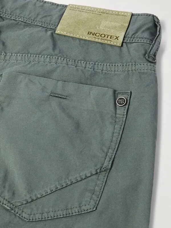 SLOWEAR Blue Division Slim-fit Stretch-cotton Twill Trousers