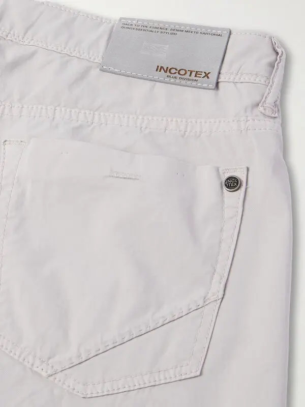 SLOWEAR Slim-fit Stretch-cotton Twill Trousers - Gray
