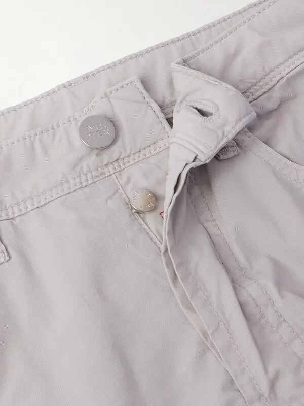 SLOWEAR Slim-fit Stretch-cotton Twill Trousers - Gray